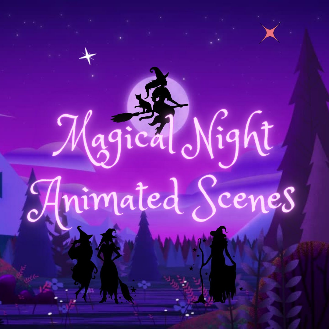 Magical Night Animated Scene, Witch Animated Scene, Twitch Animated ...