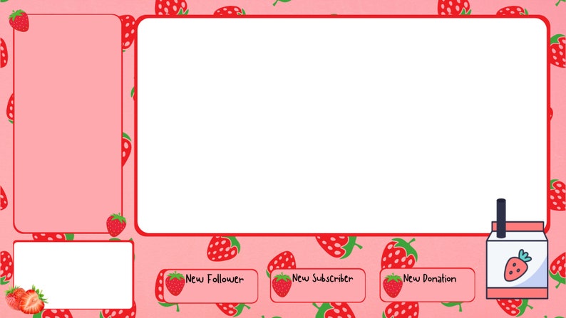 Cute Strawberry Overlay, Twitch Overlay, Stream Overlay, Animated - Etsy UK