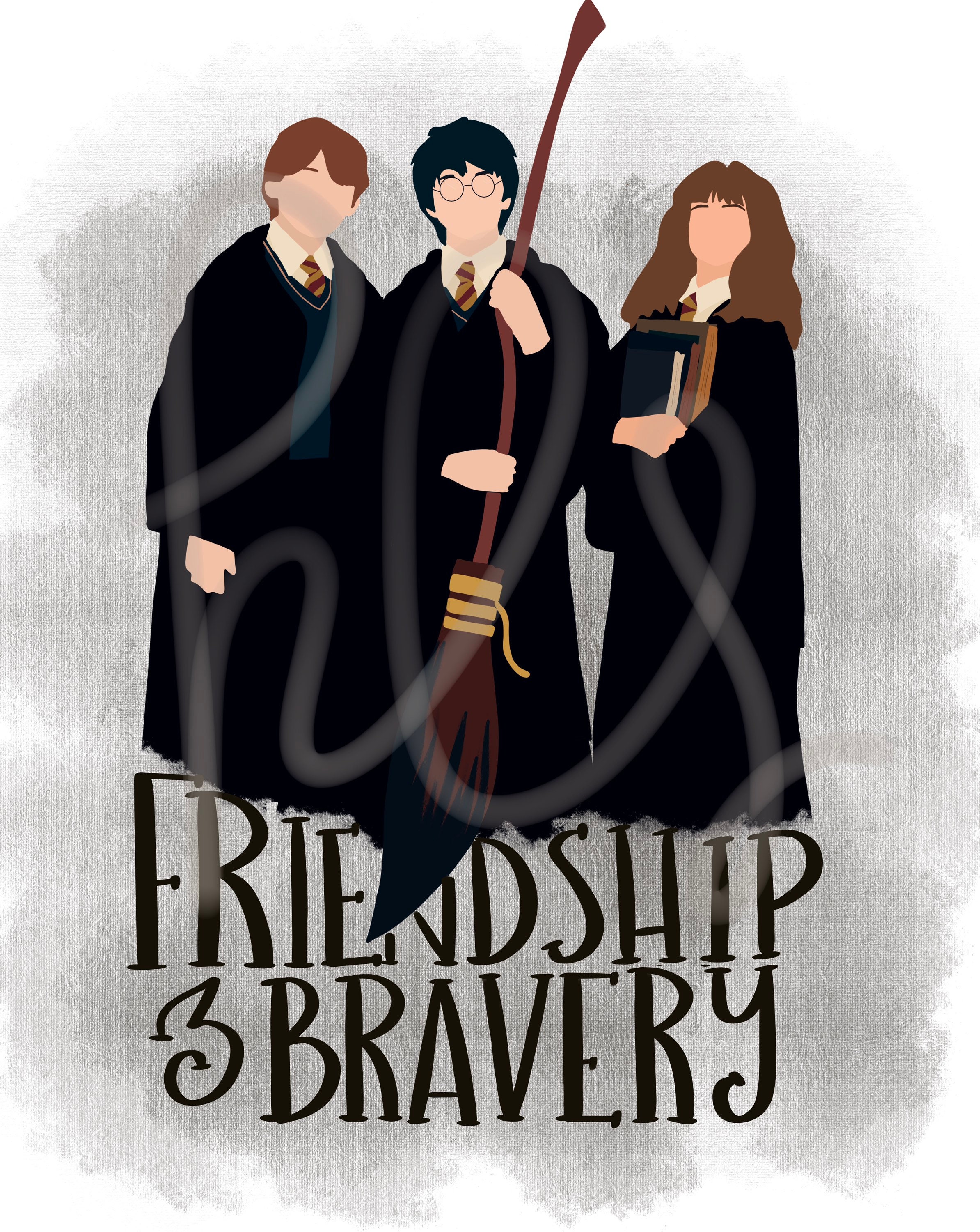 Friendship and Bravery Print Hogwarts Print HP print Harry | Etsy