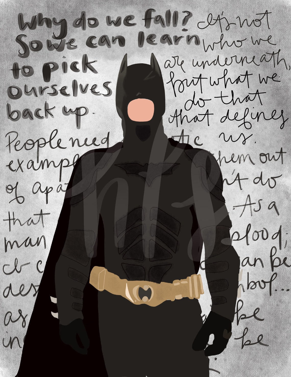 Batman Wall Art Batman Word Art Batman Portrait Batman | Etsy