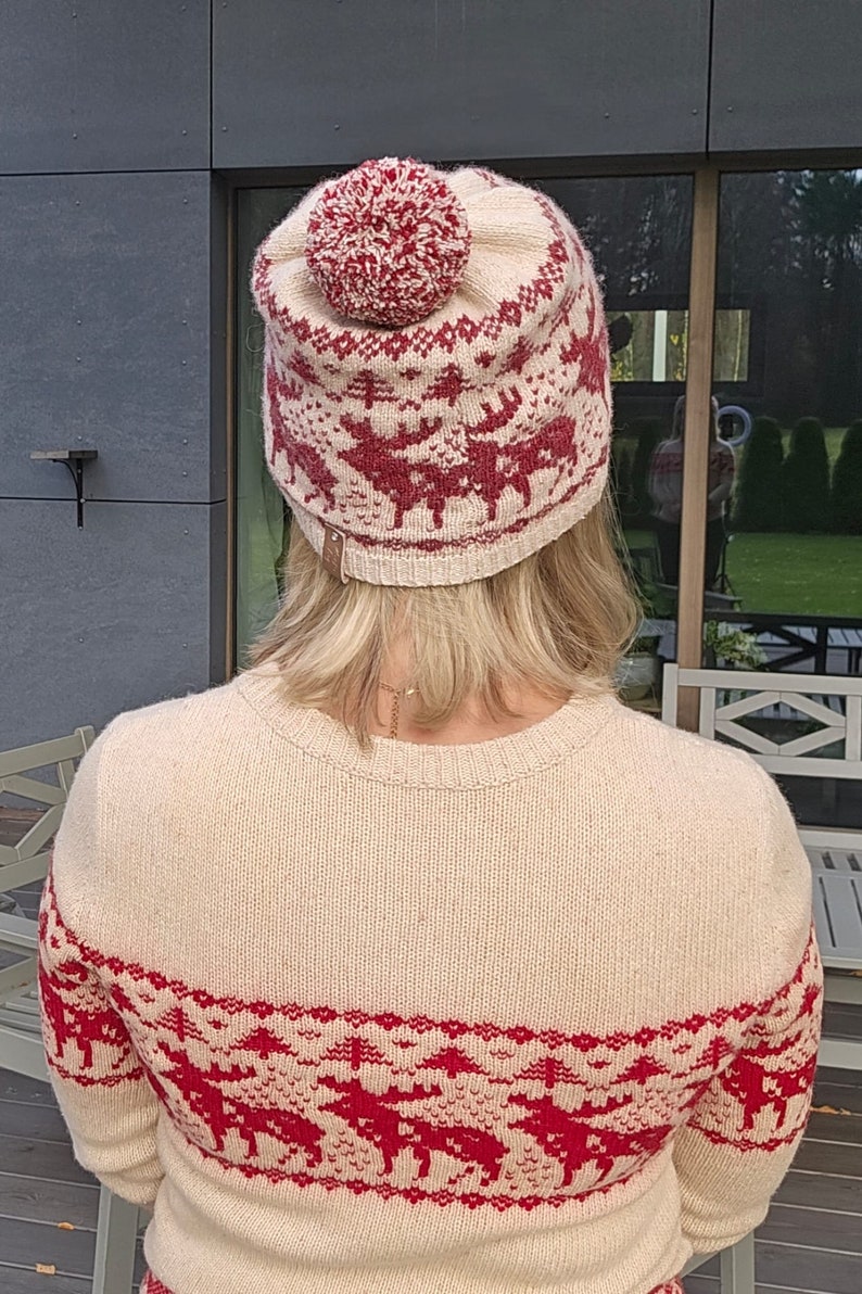 Cozy Christmas Reindeer Winter Beanie | Warm Hand-knitted Hat ...