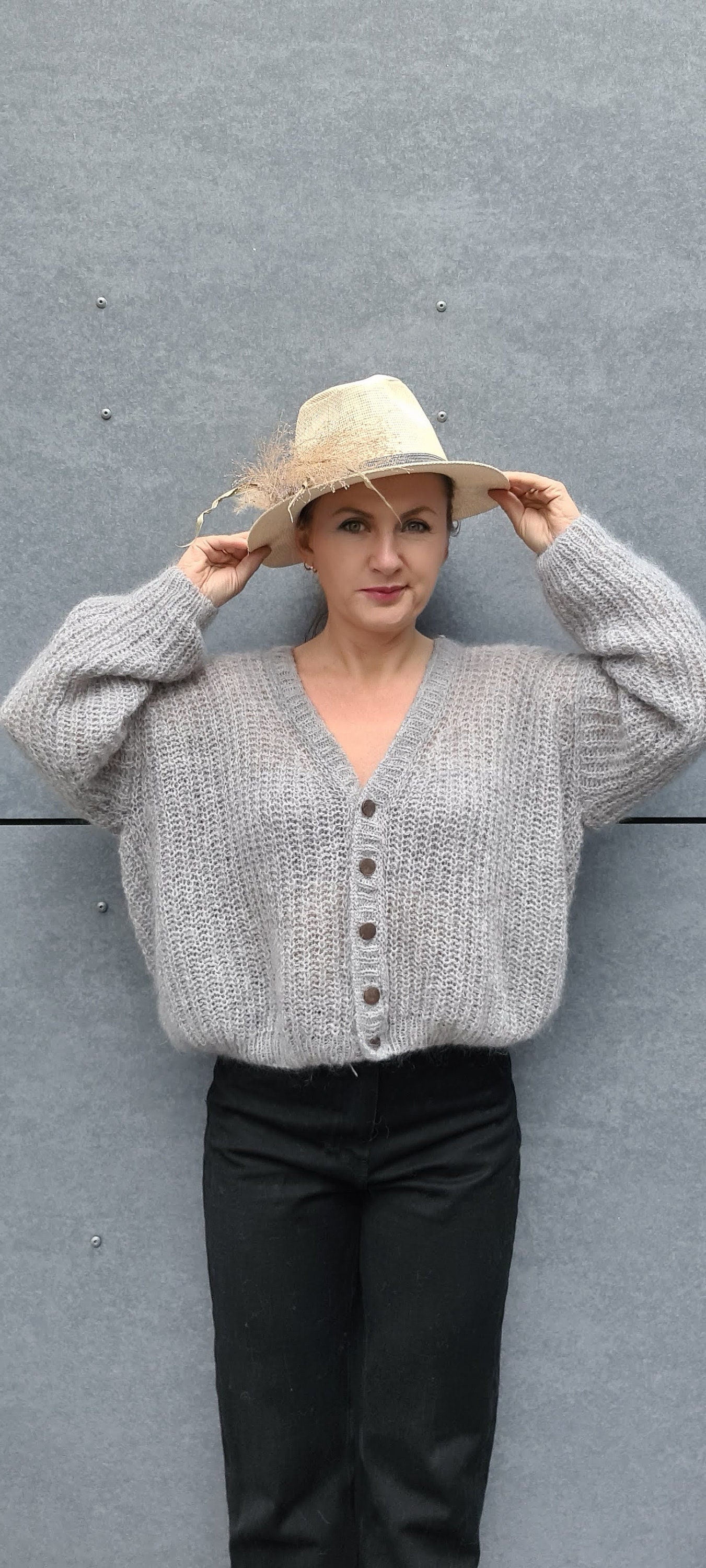 Handmade Gray Bomber Jacket | Cozy, Warm Oversized Hand Knitted ...