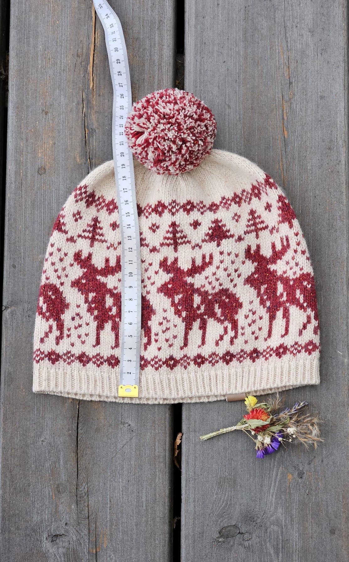 Cozy Christmas Reindeer Winter Beanie | Warm Hand-knitted Hat ...