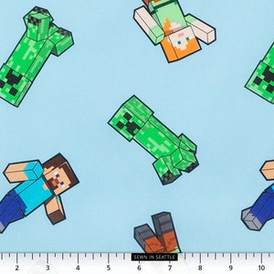 MINECRAFT Fabric -- Minecraft Steve, Alex, and Creeper Mobs on Light ...