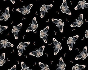 Moths Scattered on Black 100% Cotton Quilting Fabric - Etsy
