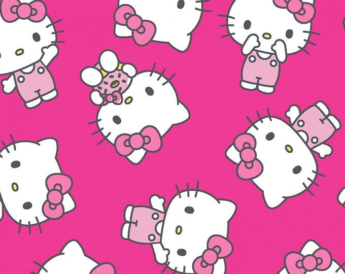 Hello Kitty Fabric Hello Kitty Poses on Pink 100% Cotton Quilting ...