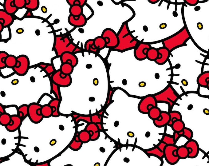 Hello Kitty Fabric -- Hello Kitty Heads Packed on Red -- 100% Cotton ...