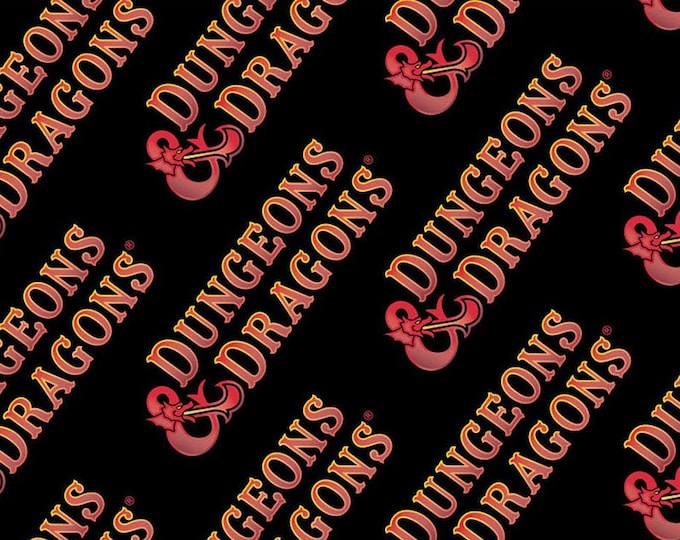 Dungeons & Dragons Fabric Dnd Logos Repeated on Black 100% Cotton ...