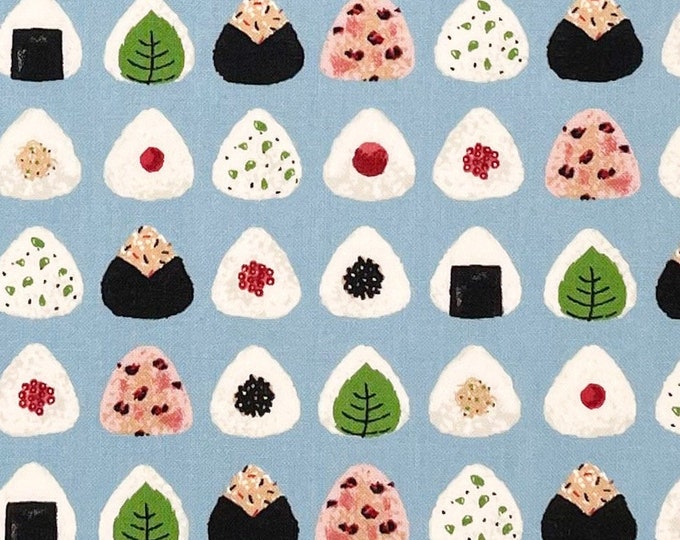 Japanese Fabric -- Rows of Onigiri Sushi on Light Blue -- 100% Cotton ...