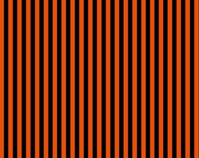 Halloween Fabric -- Small Black and Orange Stripes -- 100% Cotton ...
