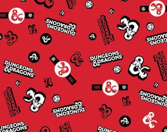 Dungeons & Dragons Fabric Dnd Logos Repeated on Black 100% Cotton ...