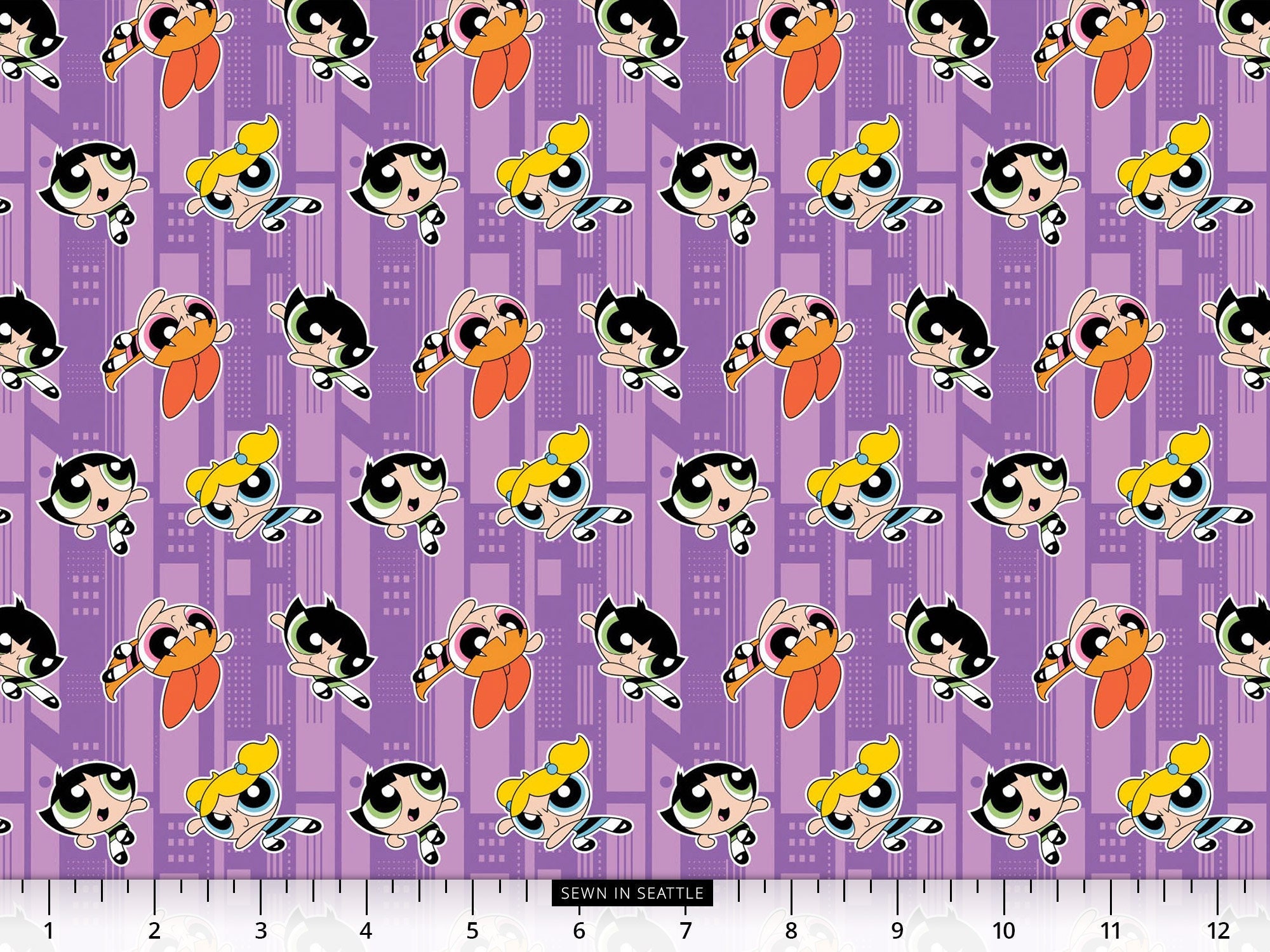 Powerpuff Girls Fabric the Powerpuff Girls Poses on Purple - Etsy UK