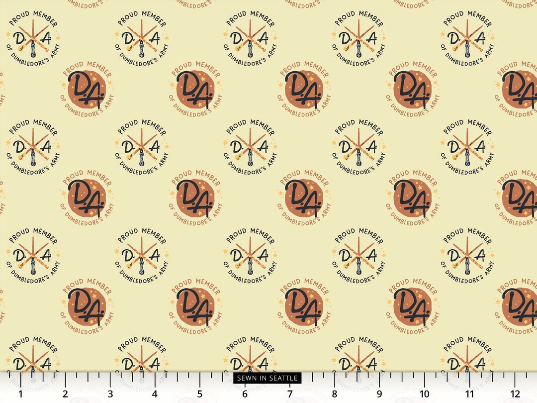 HARRY POTTER Fabric -- Dumbledore's Army Logo Repeated on Yellow -- 100 ...