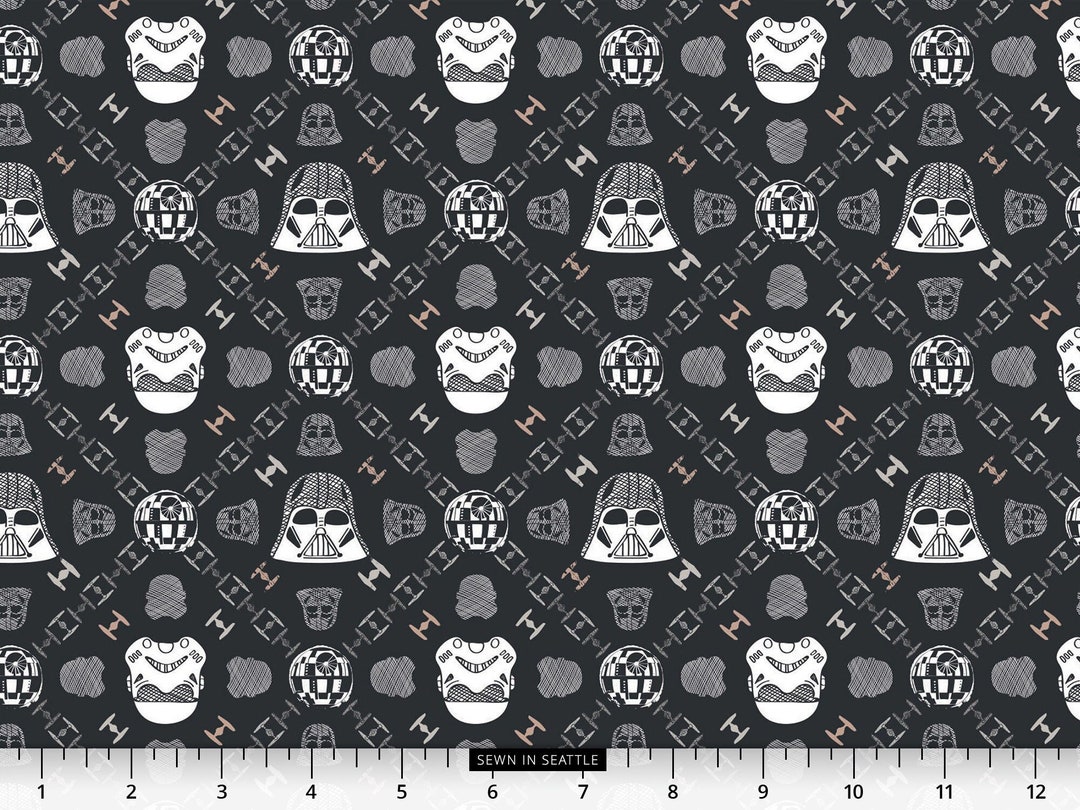 STAR WARS Fabric -- Sketched Darth Vader and Stormtrooper Heads ...