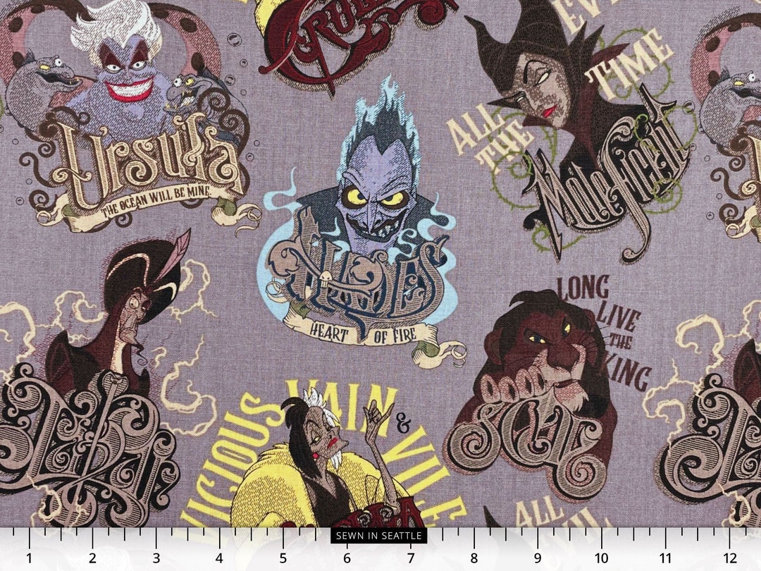 Disney Villains Fabric -- Maleficent, Ursula, Cruella, Hades, Scar, and ...