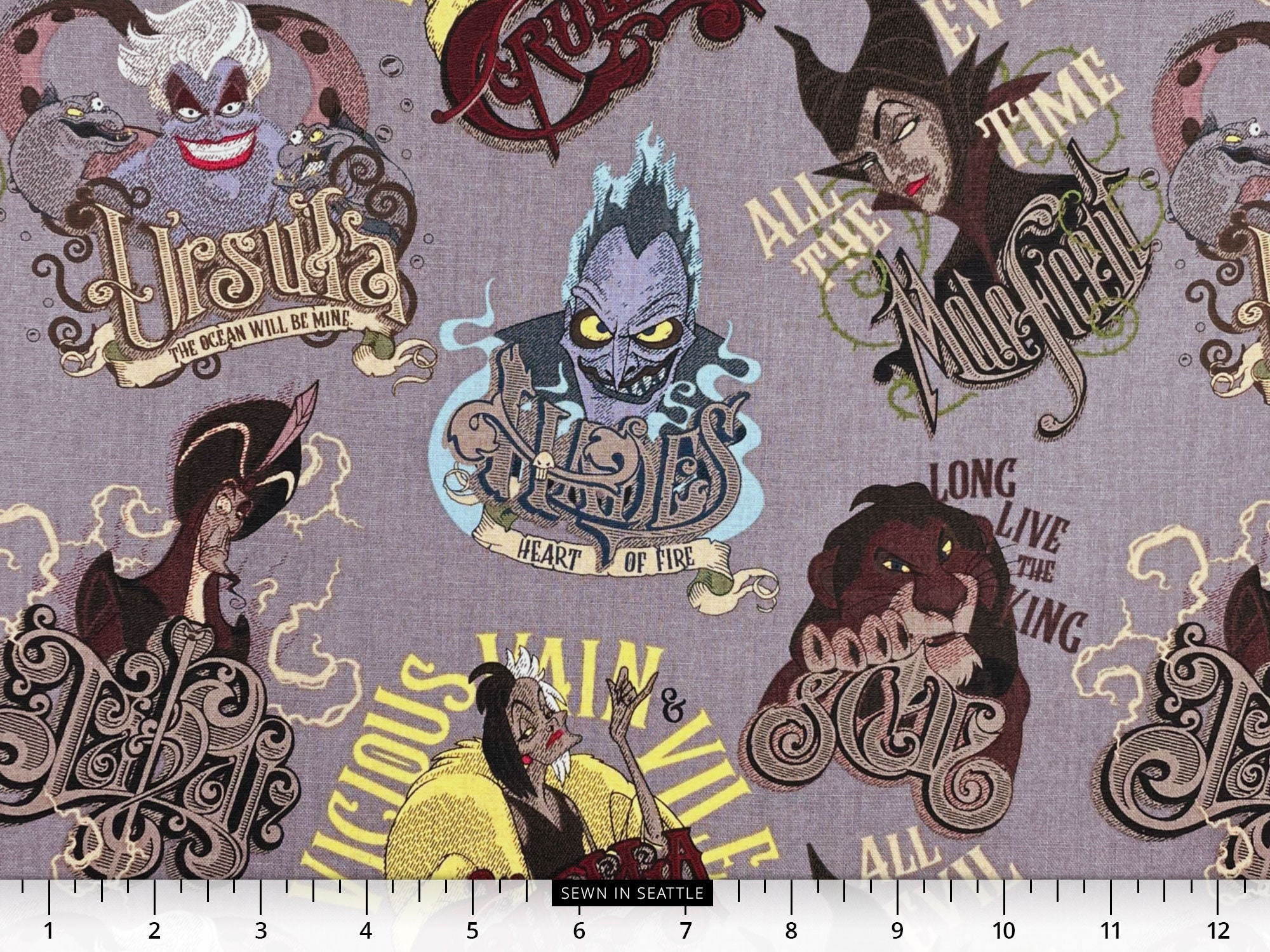 Disney Villains Fabric -- Maleficent, Ursula, Cruella, Hades, Scar, and ...