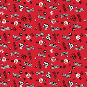 Dungeons & Dragons Fabric -- Dnd Logos Scattered on Red -- 100% Cotton ...