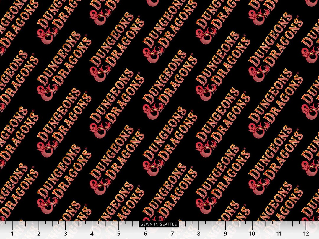Dungeons & Dragons Fabric Dnd Logos Repeated on Black - Etsy