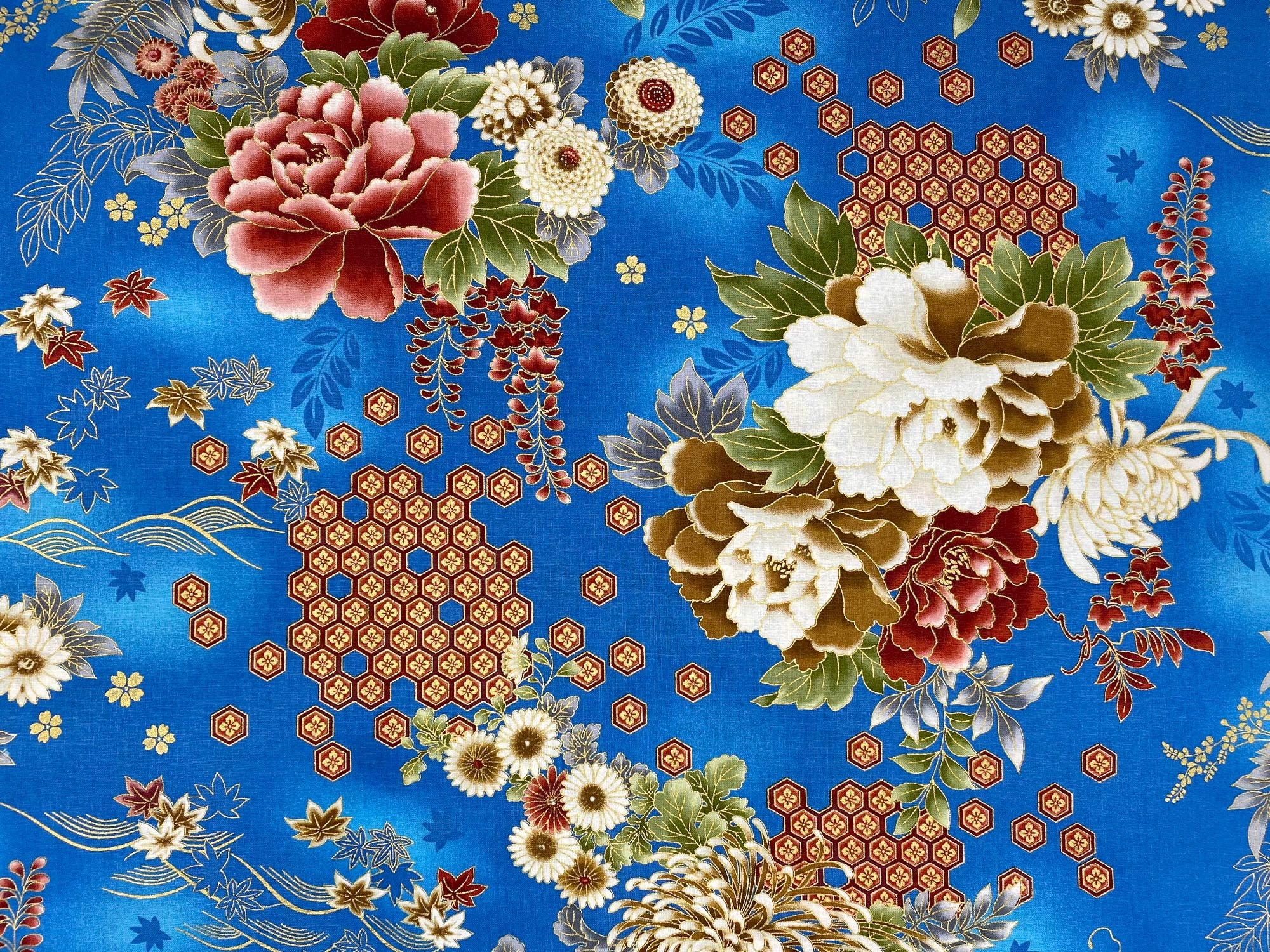 Traditional Japanese Floral Patterns Japanese Fabric With Phoenix And