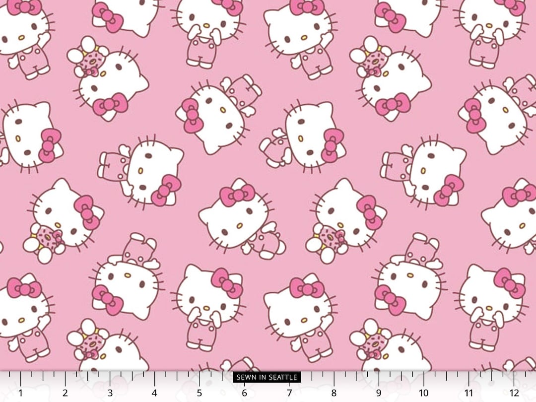Hello Kitty Fabric -- Hello Kitty Poses on Light Pink -- 100% Cotton ...