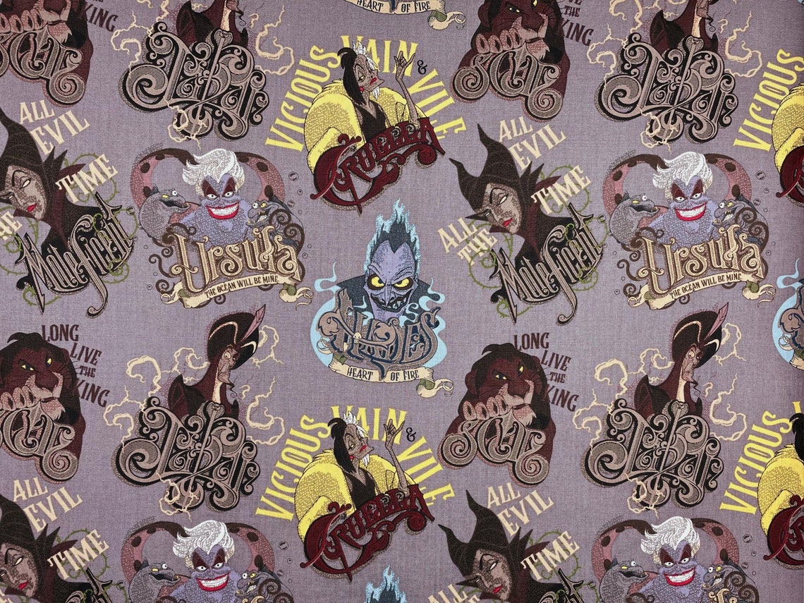 Disney Villains Fabric -- Maleficent, Ursula, Cruella, Hades, Scar, and ...
