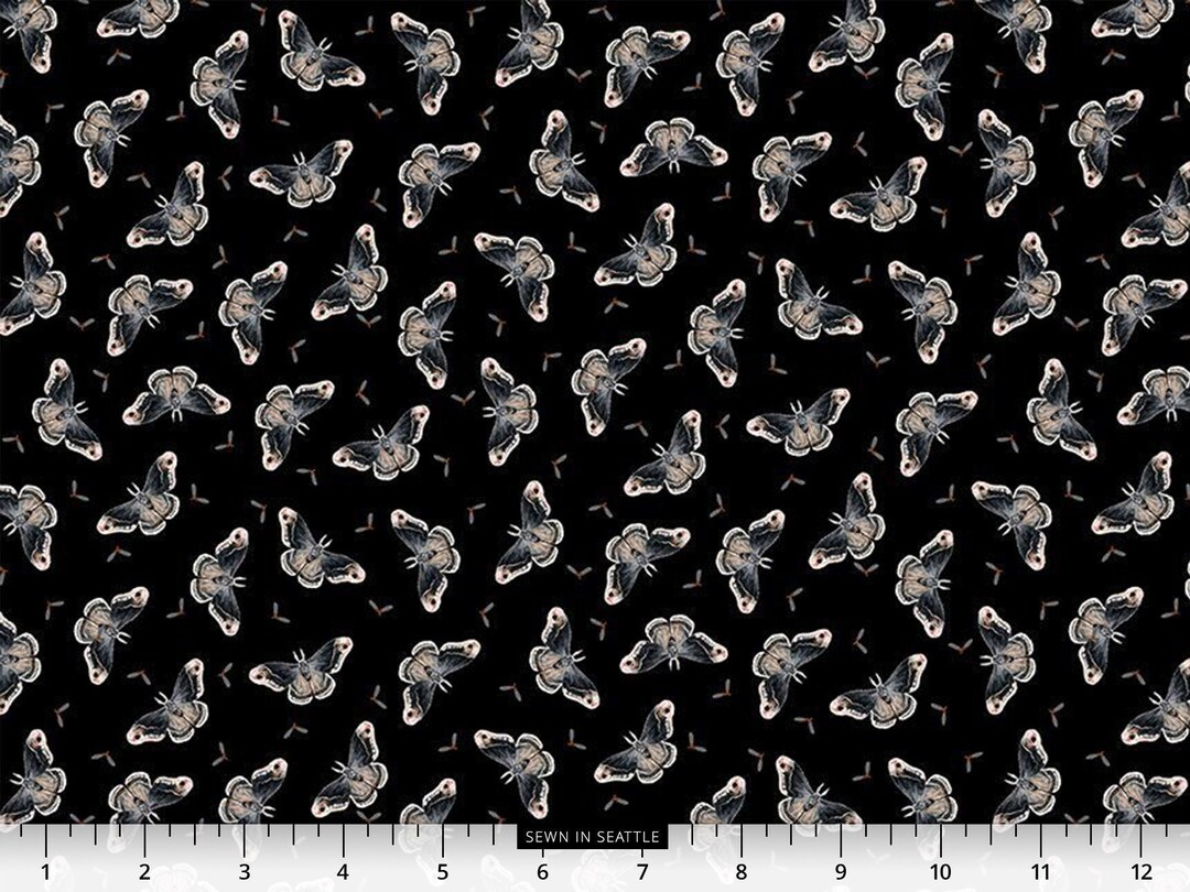 Moths Scattered on Black -- 100% Cotton Quilting Fabric - Etsy