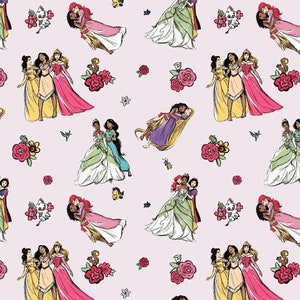 Disney Princess Fabric -- Disney Princesses With Their Animals Friends ...