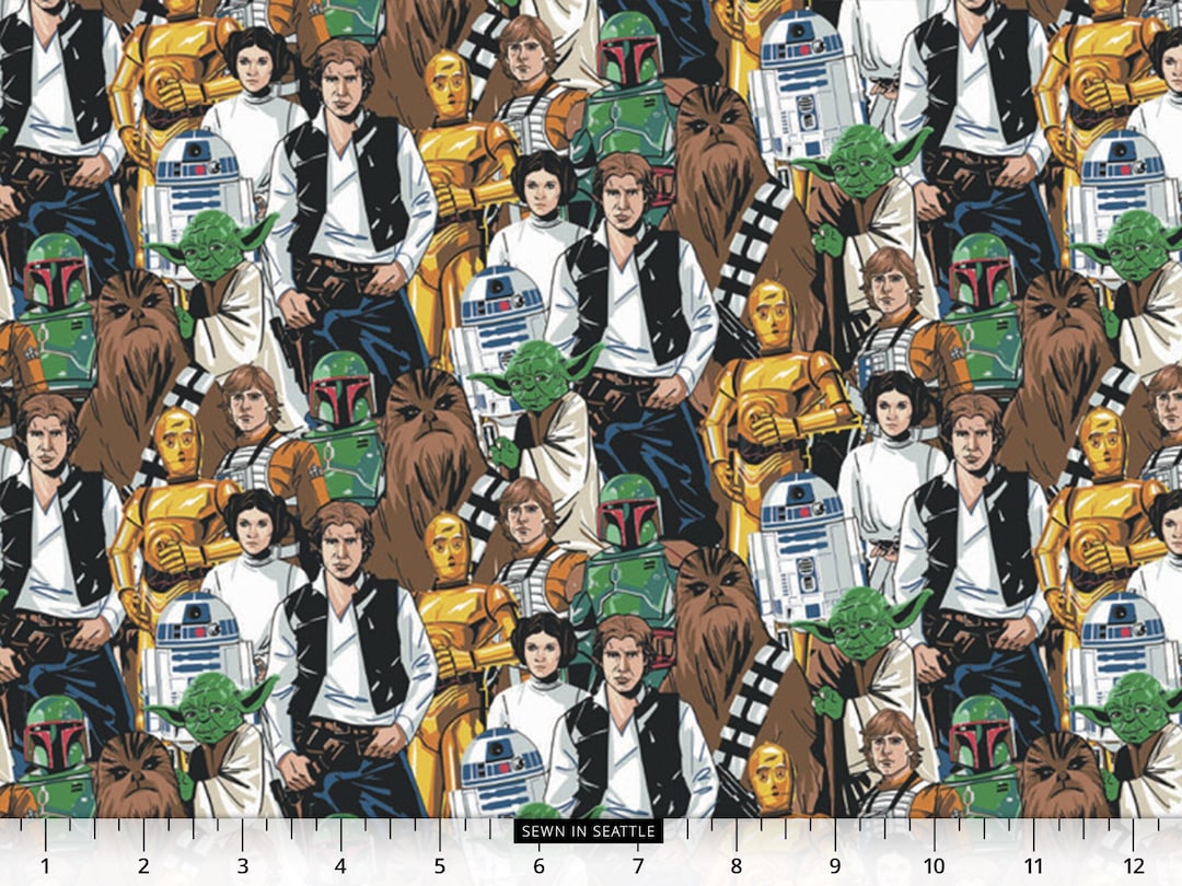 STAR WARS Fabric -- Crowds of Star Wars Characters -- Luke Skywalker ...