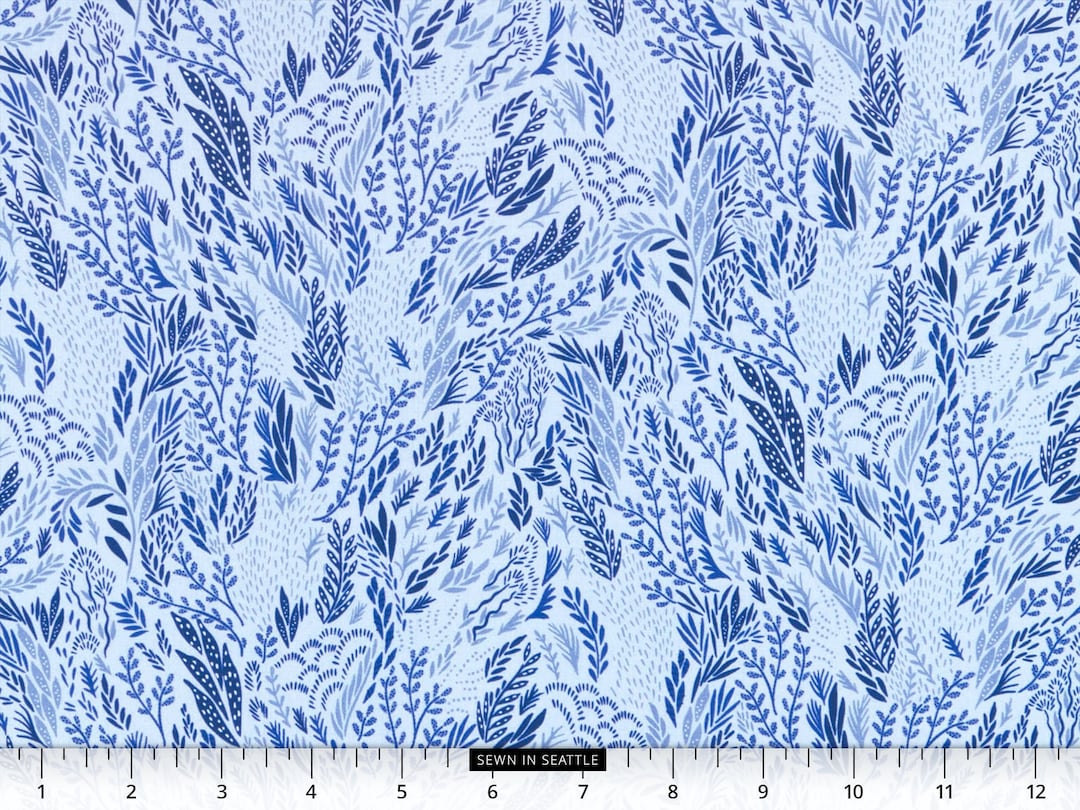 Seaweed Print on Periwinkle Blue -- 100% Cotton Quilting Fabric - Etsy
