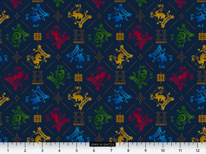 HARRY POTTER Fabric Hogwarts House Mascots in Diamonds on - Etsy