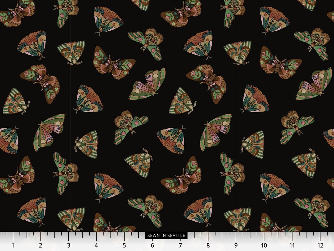Moths Scattered on Black 100% Cotton Quilting Fabric - Etsy