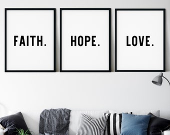 Faith Hope Love Canvas Prints Blue Home Decor 1 Corinthians - Etsy