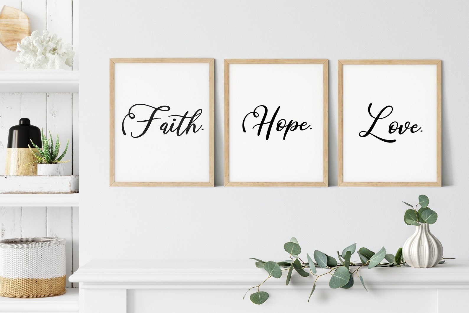 Faith Hope Love, Set of 3 Bible Verse Wall Art, Instant Download ...