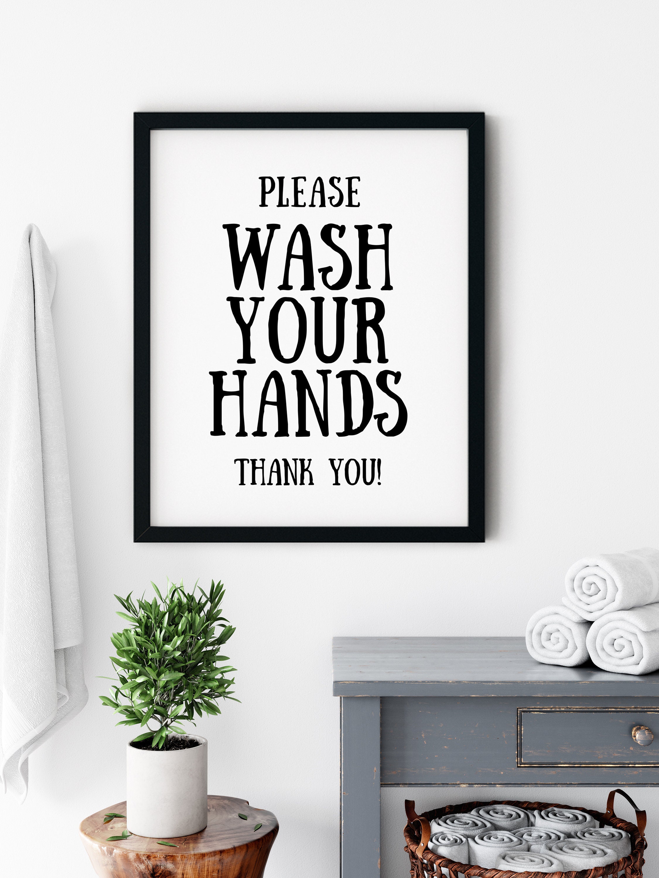 Please Wash Your Hands, Instant Download, Printable Art, Bathroom Wall ...