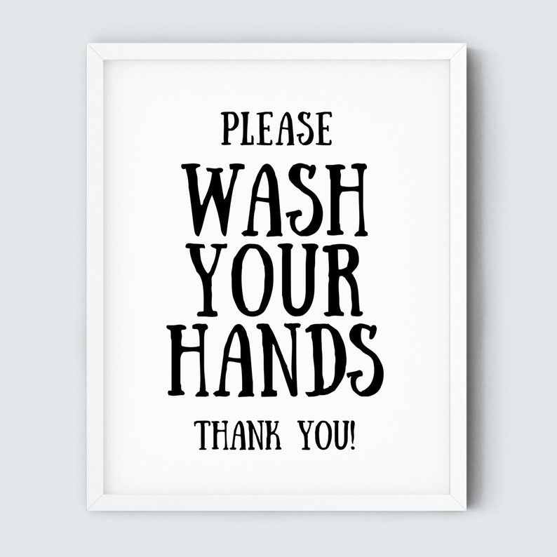 Please Wash Your Hands, Instant Download, Printable Art, Bathroom Wall ...