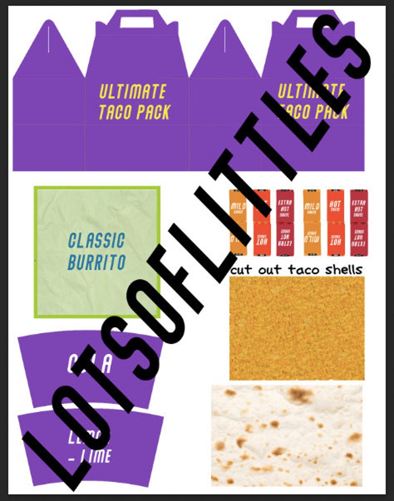 Printable 1:3 Miniature Scale Taco Set Doll Toys Doll Food - Etsy