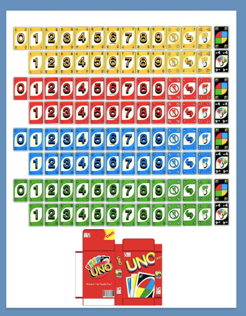 Printable 1:3 Miniature Uno Game Set Doll Toys Doll Food | Etsy