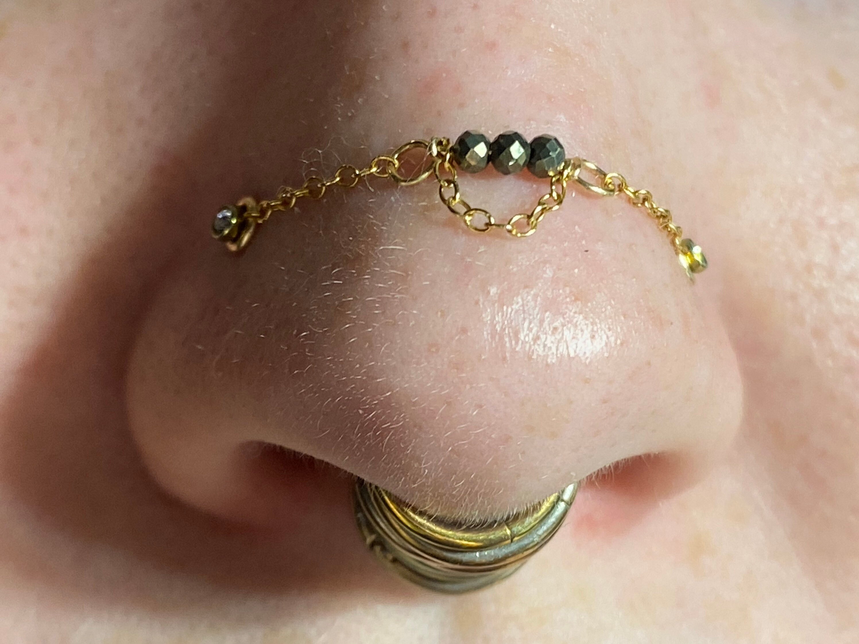 Build Your Own Nose Chain 14k Yellow Gold Filled With Glass Stone Beads ...