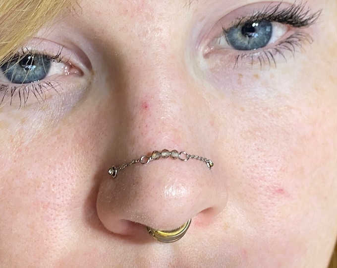 O Ring Bridge Piercing Chain, Bridge Piercing Jewellery,nose Chain ...