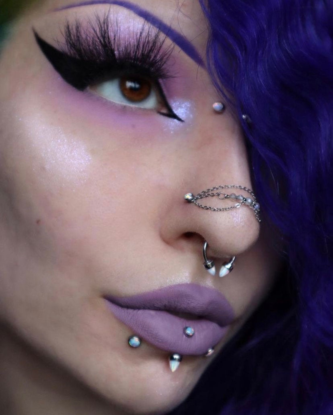 Build Your Own Nose Chain in Titanium with Glass Stone Beads | Etsy