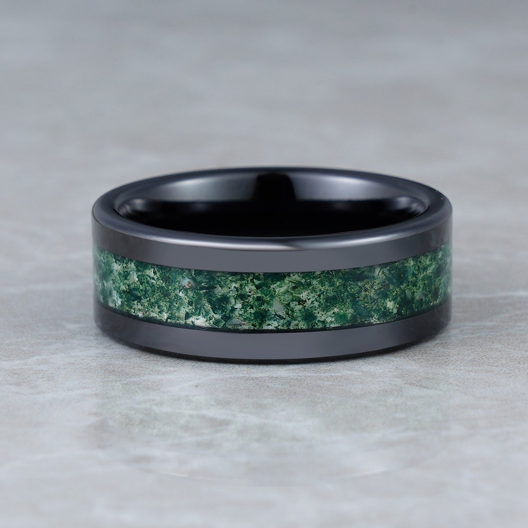 Natural Moss Agate Ring Nature Inspired Ring Men's & - Etsy