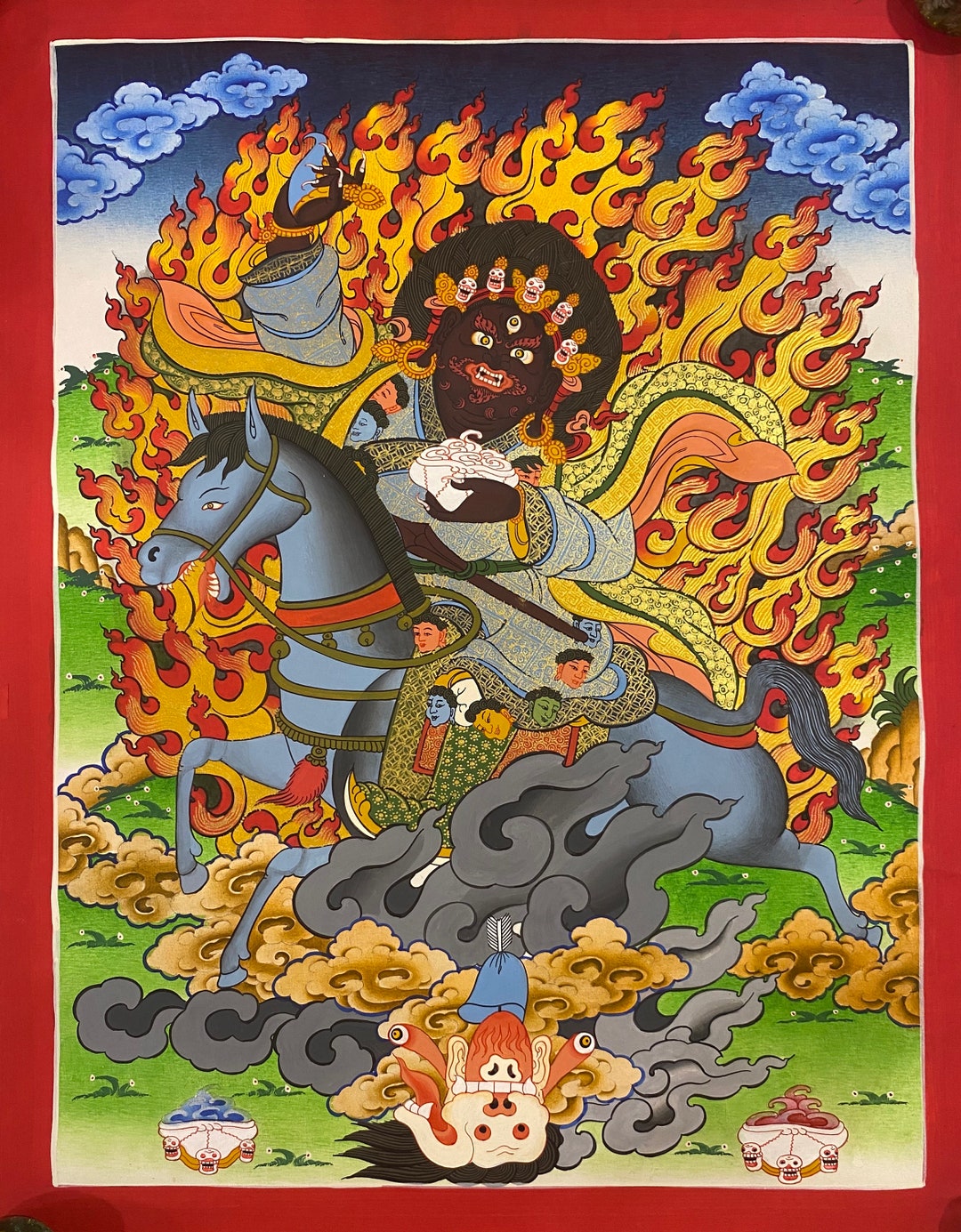 Master Piece Hand Painted Tibetan Shanglon Mahakala Thangka Painting ...