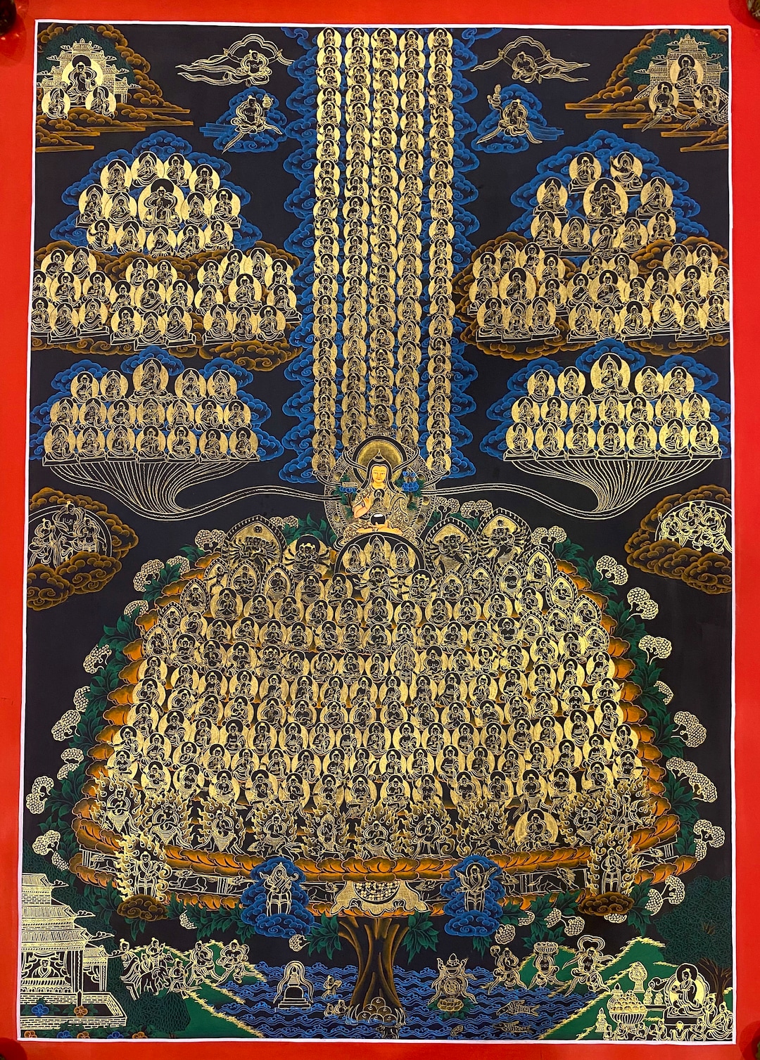 Large Master Piece Genuine Hand Painted Tibetan Tsongkhapa Refugee Tree ...