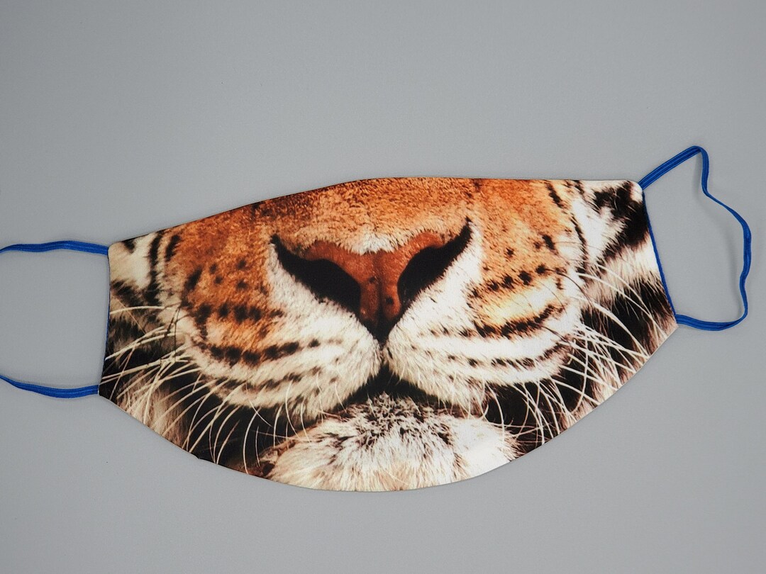 Tiger Face Mask, Custom With Your Name, 2 Layer Pocket Mask With Filter ...