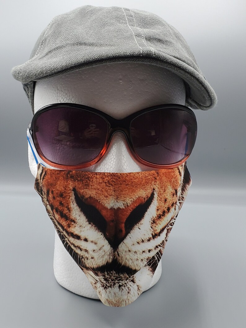 Tiger Face Mask Custom With Your Name 2 Layer Pocket Mask | Etsy