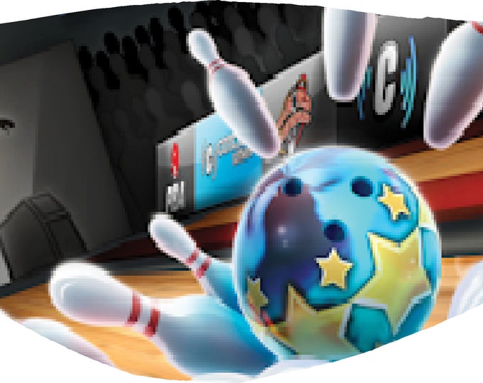 Bowling Strikes Face Mask, Custom With Your Name, 2 Layer Pocket Mask ...