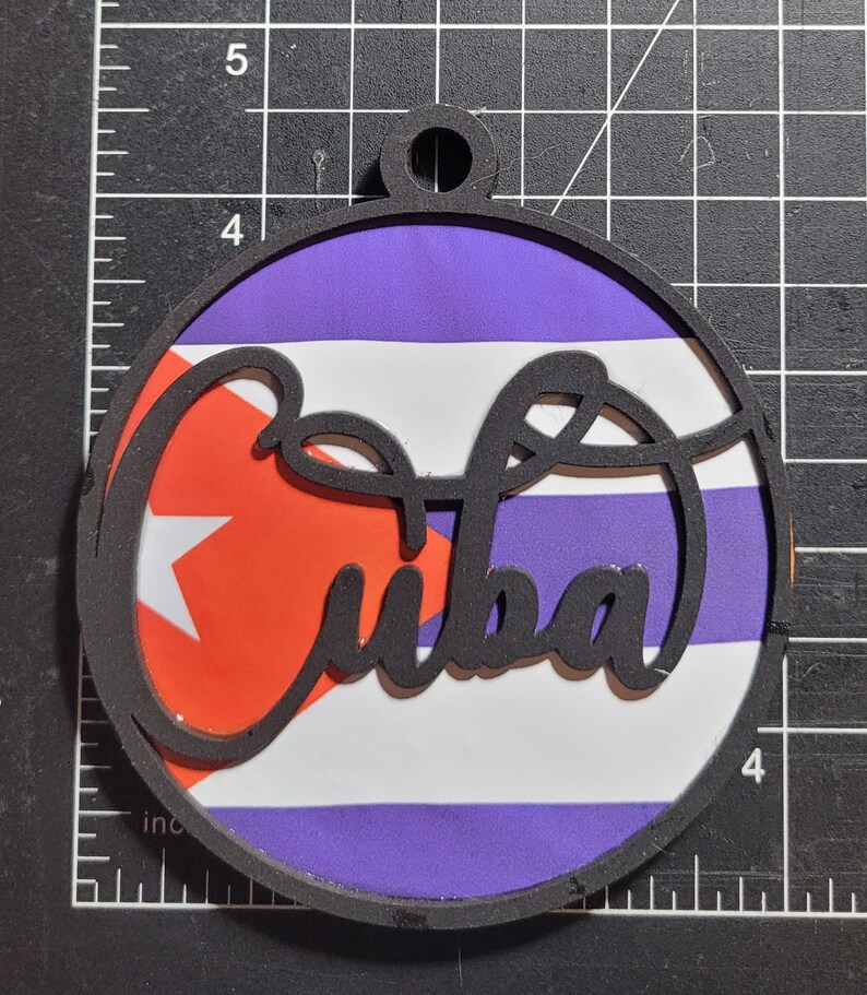 Laser-cut Cuban Flag Ornament | Handmade Wooden Decoration | Patriotic ...