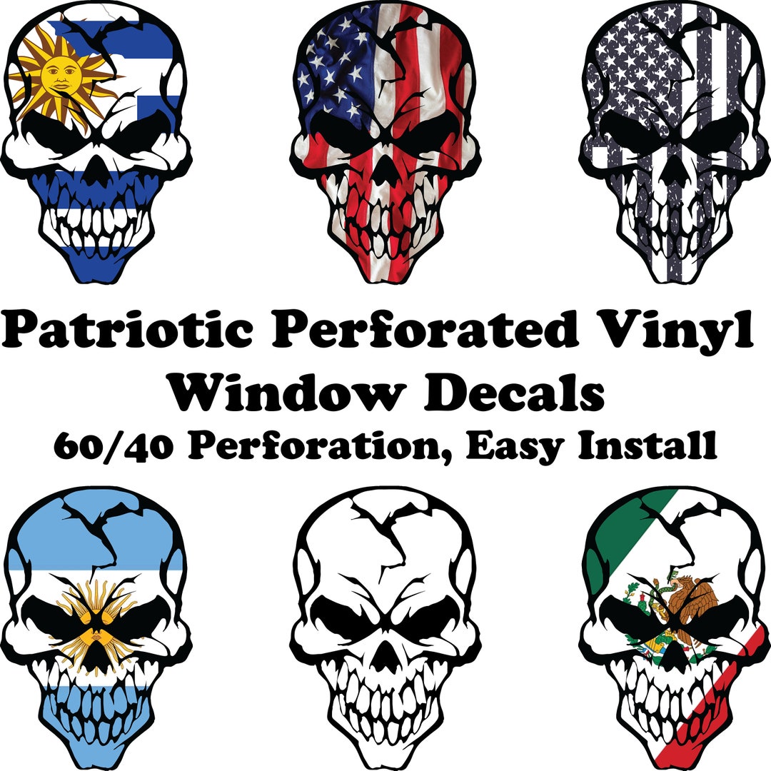 Perforated Window Skull Flag Stickers - Etsy
