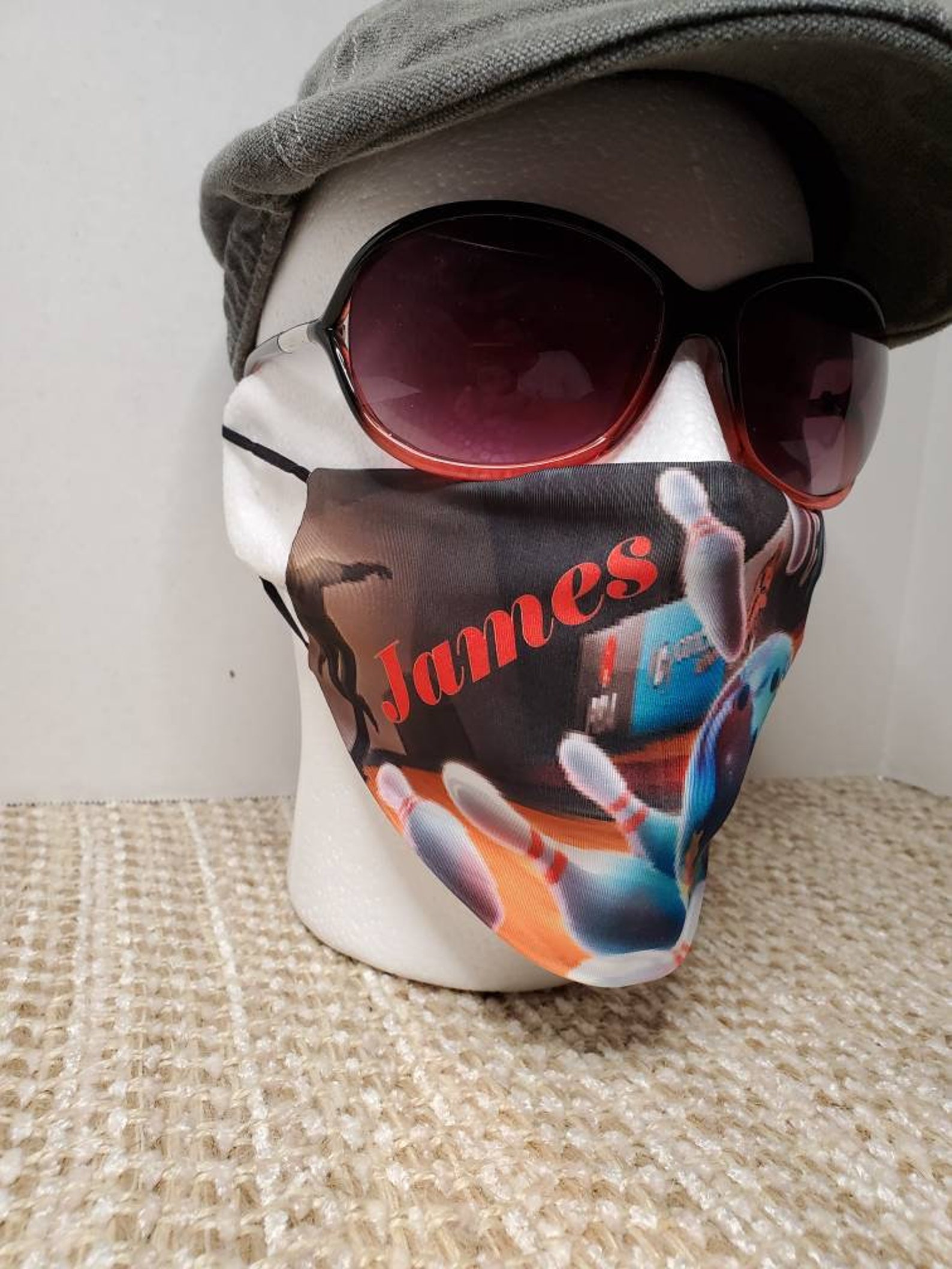 Bowling Strikes Face Mask Custom With Your Name 2 Layer - Etsy