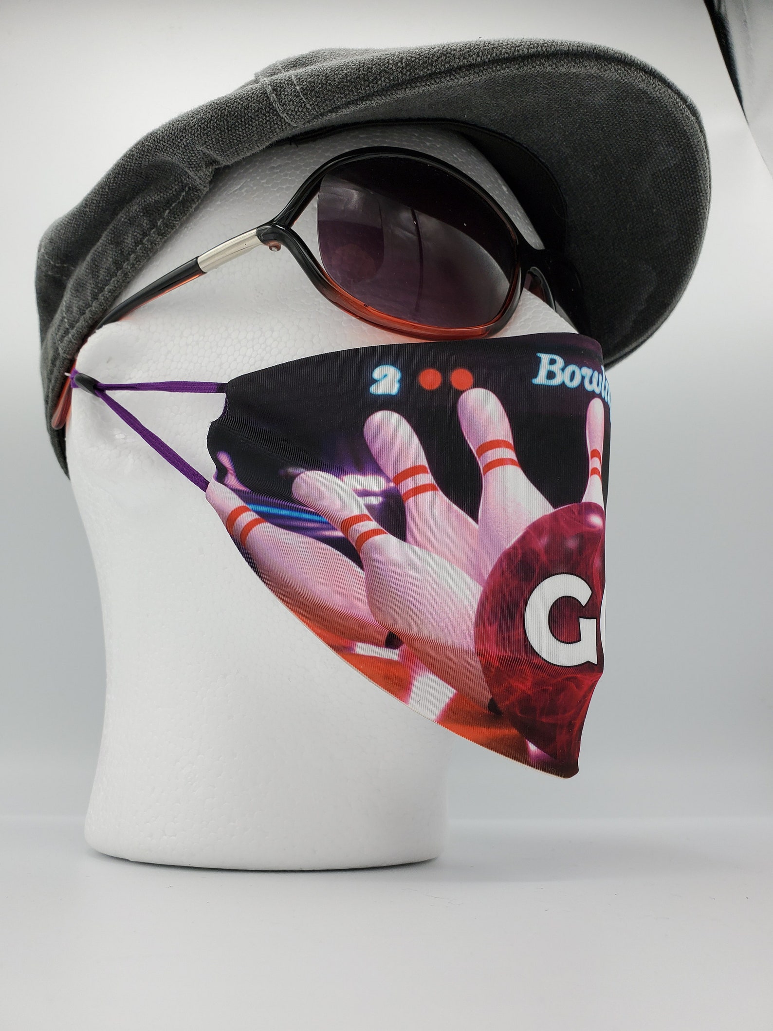 Purple Bowling Ball Face Mask Custom With Name 2 Layer - Etsy